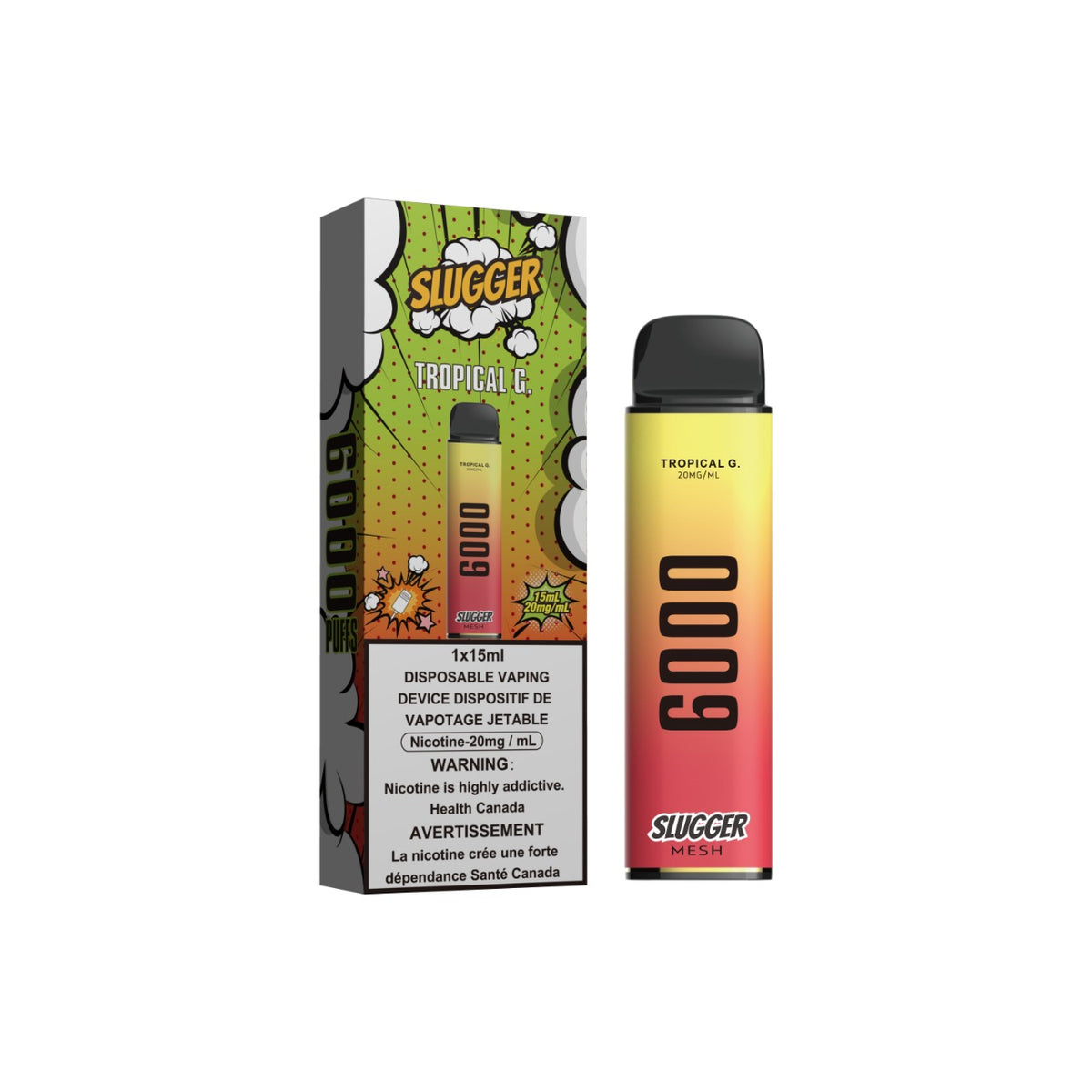SLUGGER DISPOSABLE TROPICAL G ICE 6000 PUFF 20MG – Elite Cigs & Vaporizers